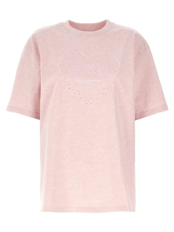 GANNI Heart T-shirt - Pink