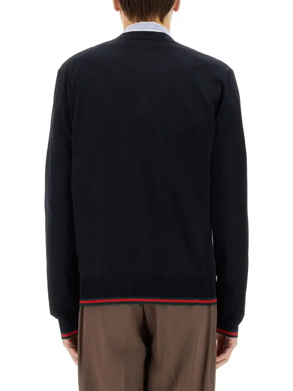 Gucci Knitted Wool Cardigan With Web Pattern