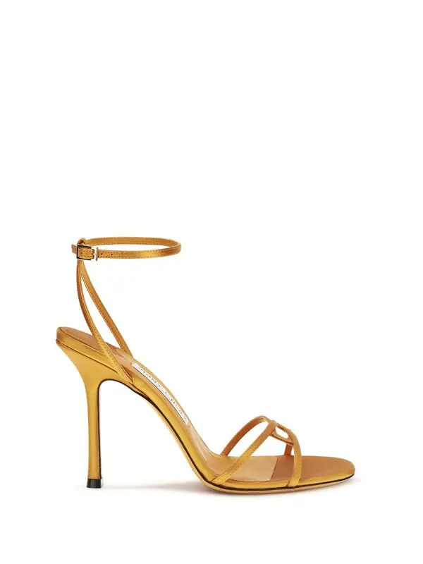 JIMMY CHOO Leo Sandals In Satin - Orange