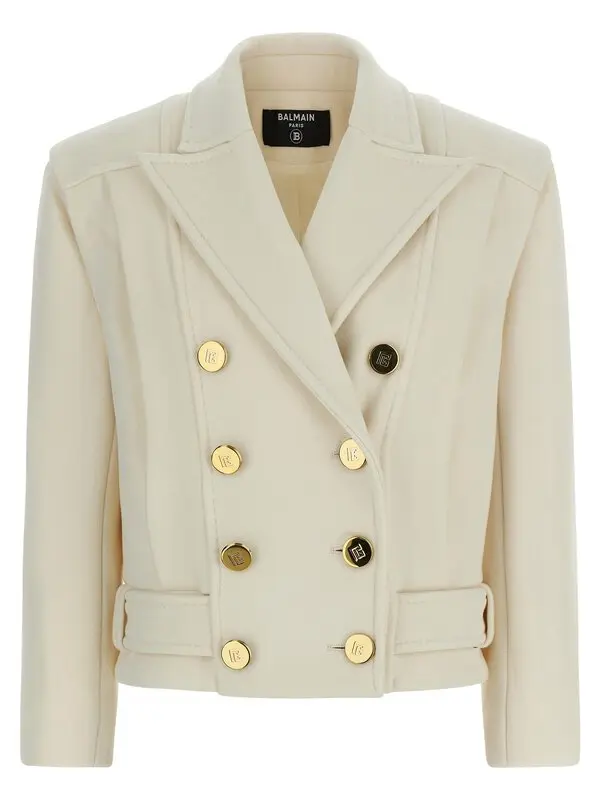 Balmain Double-breasted Coat - White