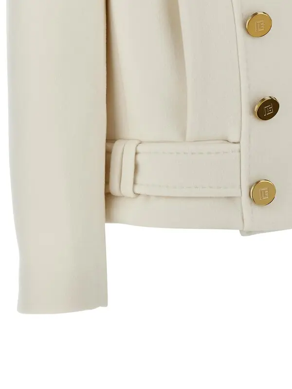 Balmain Double-breasted Coat - White