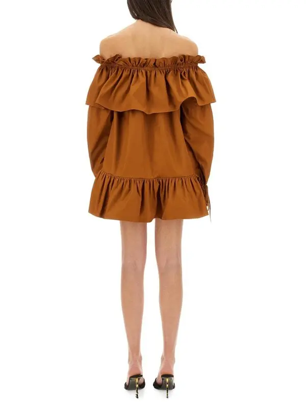 Saint Laurent Off-the-shoulder Ruffled Cotton Dress
