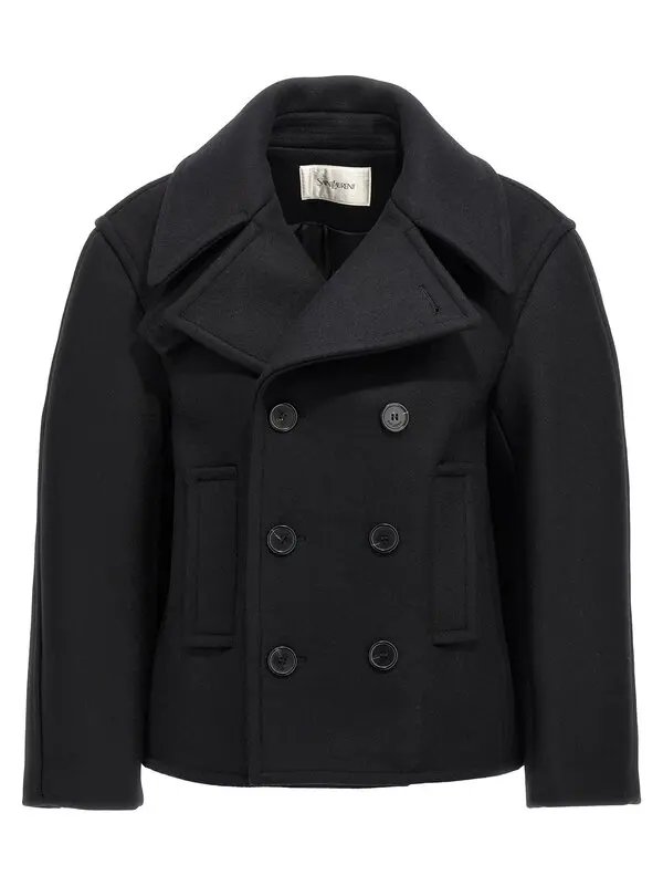 Saint Laurent Oversized Caban Coat - Black