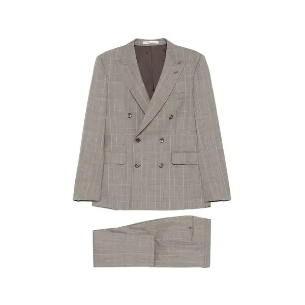 Tagliatore Neutrals Suits Double Breasted Suits - Cream