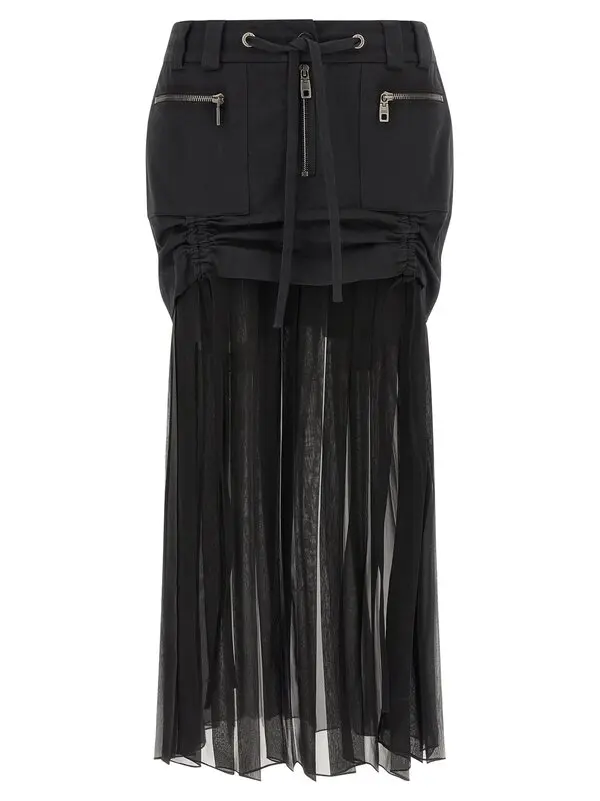 Dolce & Gabbana Twill And Chiffon Skirt - Black