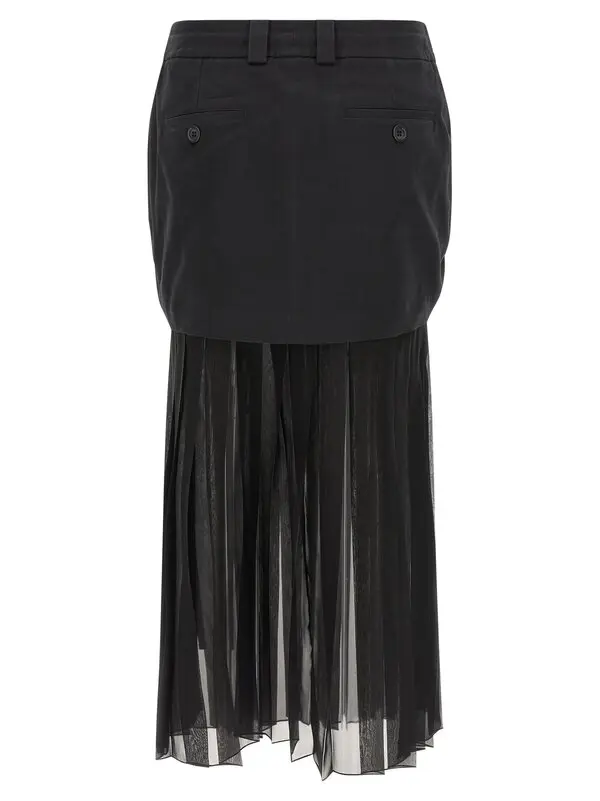 Dolce & Gabbana Twill And Chiffon Midi Skirt