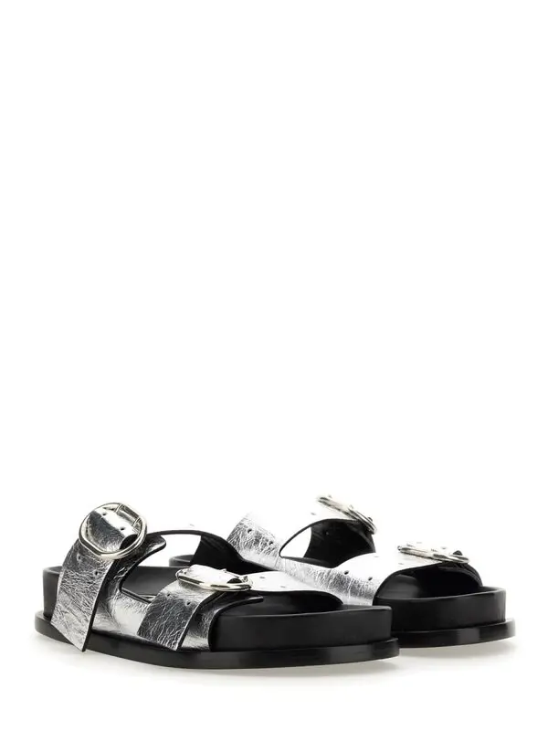 JIL SANDER Buckled Leather Sandals - Silver