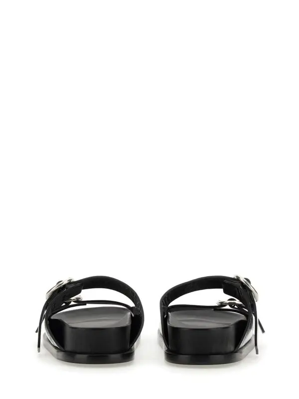 JIL SANDER Buckled Leather Sandals - Silver