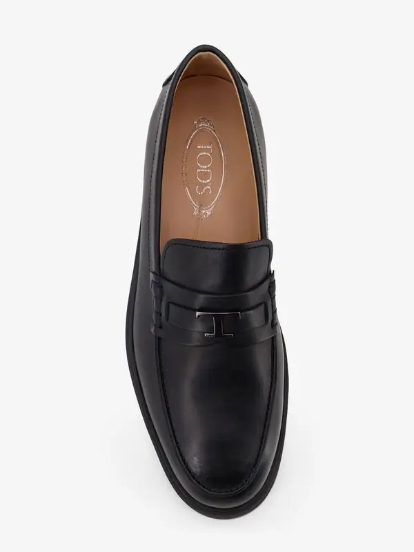 TOD'S Leather Loafers With Metal Logo