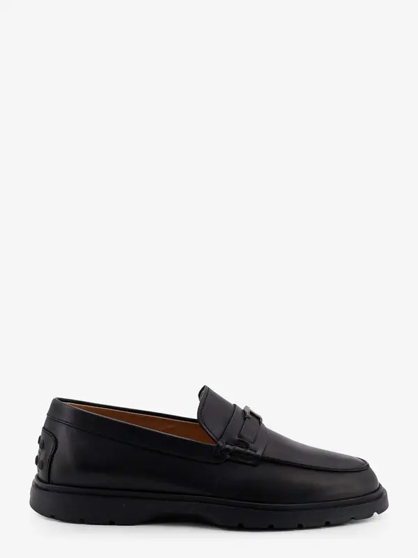 TOD'S Leather Loafers With Metal Logo - Multicolor