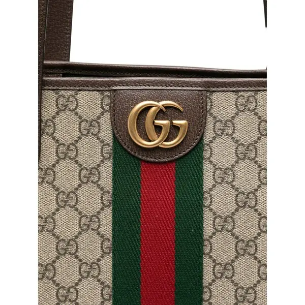 Gucci Signature Gg Canvas Leather Trim Tote Bag