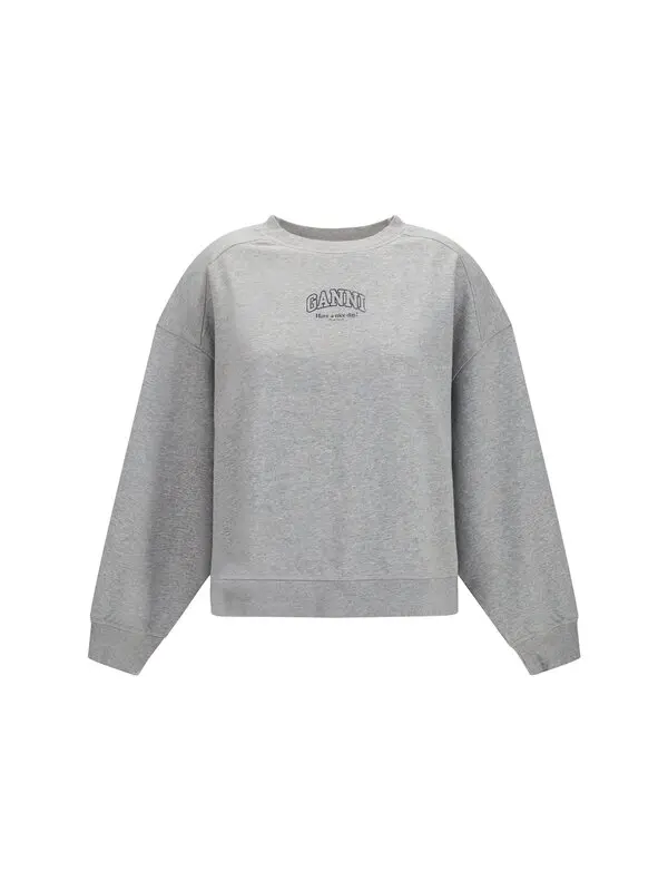 GANNI Logo Crewneck Sweatshirt - Gray