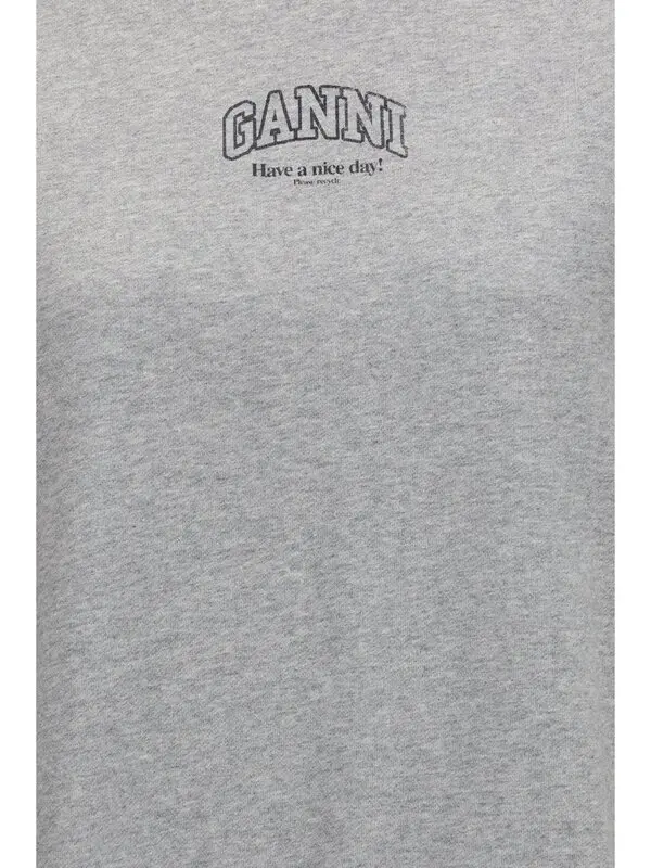 GANNI Logo Crewneck Sweatshirt - Gray