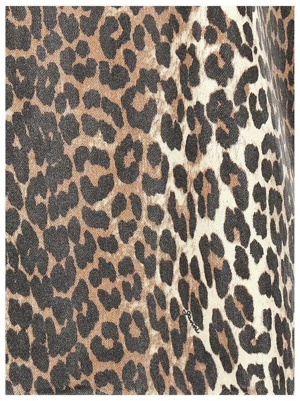 GANNI Leopard Print Denim Mini Dress - Multicolor