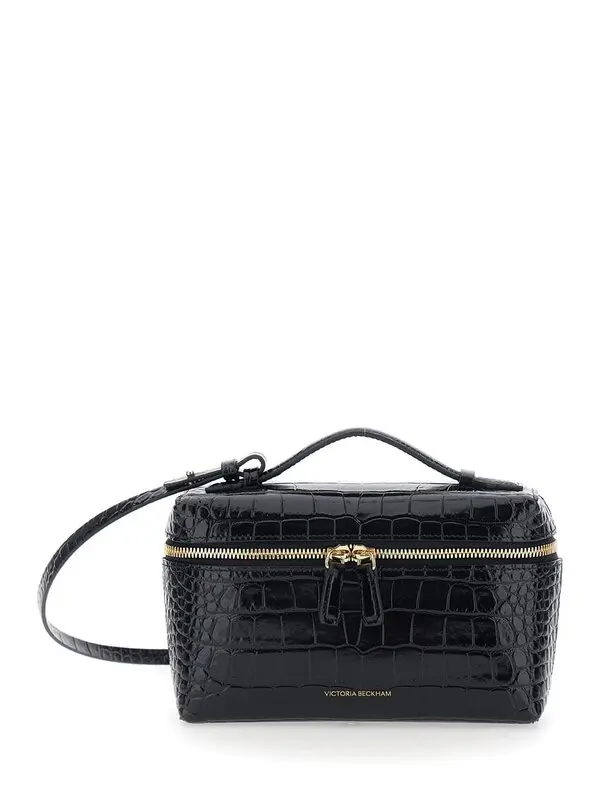 Victoria Beckham Black Crossbody Bag With Logo Lettering On The Front And Adjustable And Removable Strap In Leather For - Multicolor