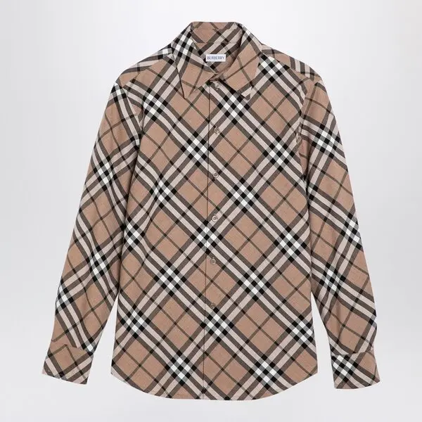 Burberry Check Pattern Wool Blend Shirt