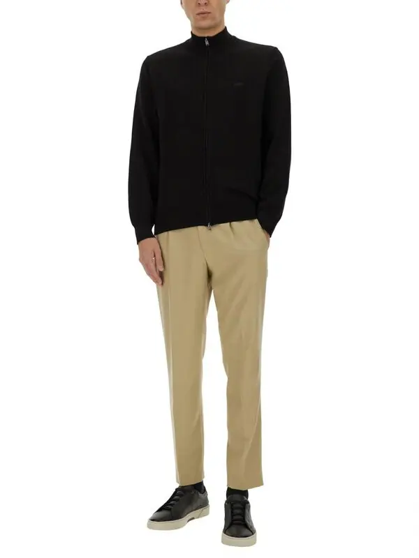 BOSS Zip-up Cotton Shirt - Black