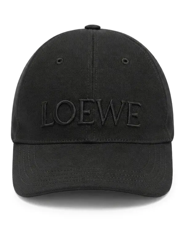 Loewe X Paula`s Ibiza Canvas Hat With Embroidery On The Front - Black