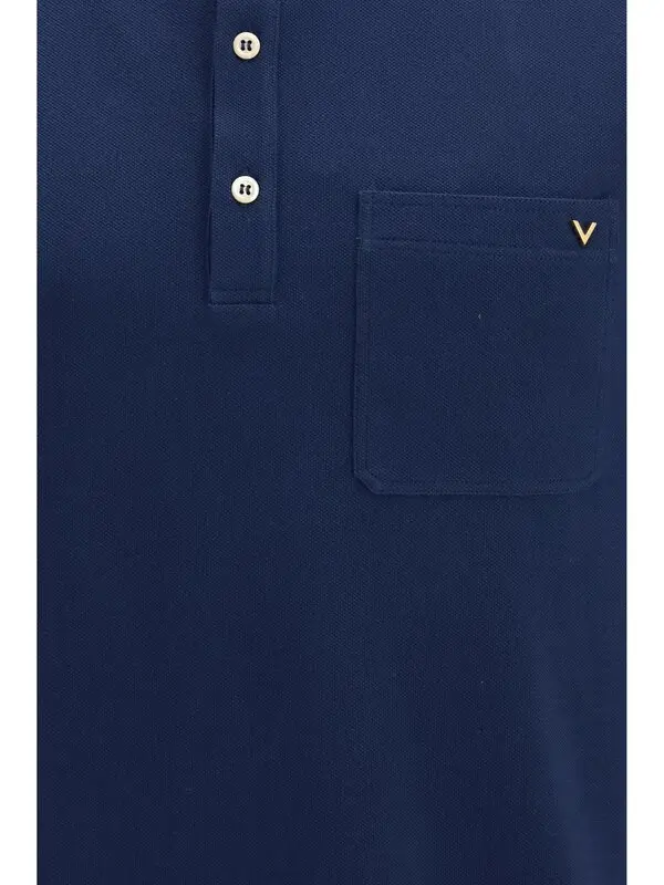 Valentino Garavani Cotton Piqué Polo With Vlogo - Blue