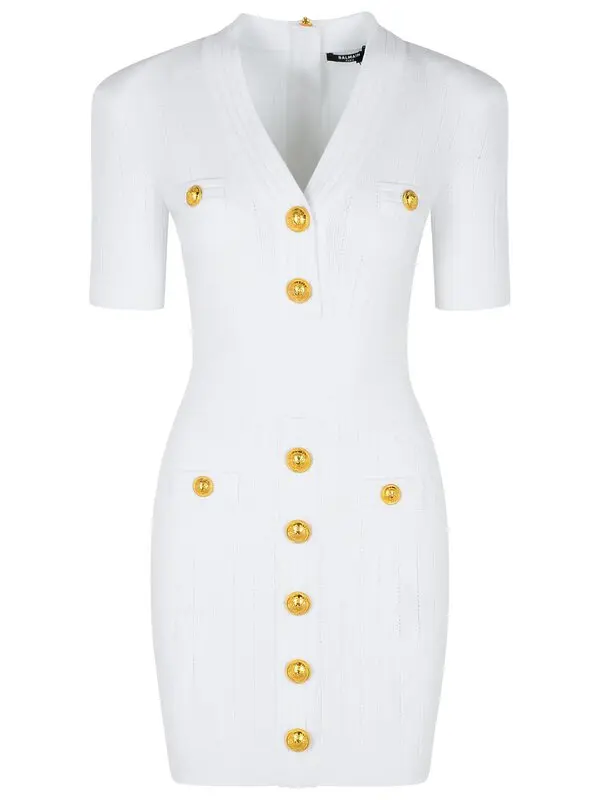 Balmain Viscose Blend Dress - White