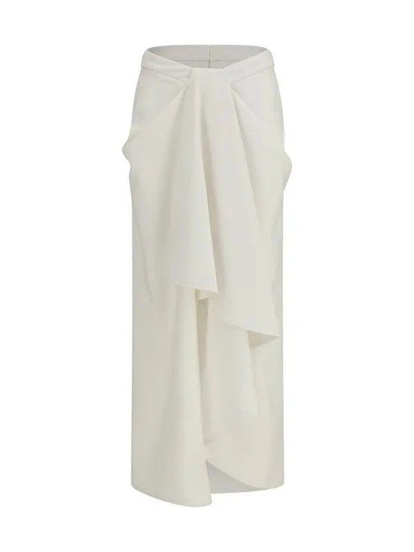 Givenchy Long Draped Wool And Mohair Skirt - White