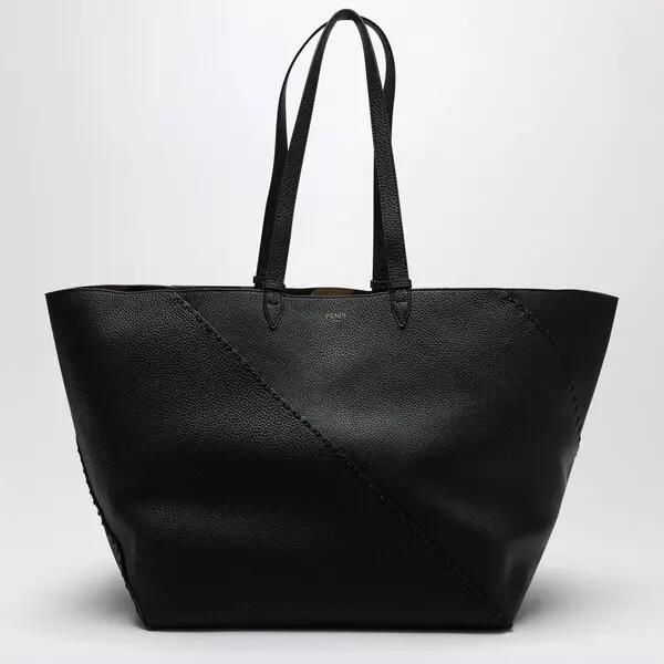 Fendi Diagonal Shopping Large Selleria Bag - Black