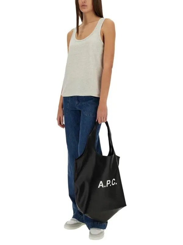 A.p.c. Cotton Tank Top With Logo - Gray