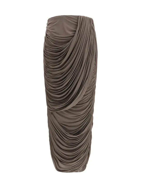Magda Butrym Draped Silk Midi Skirt - Brown