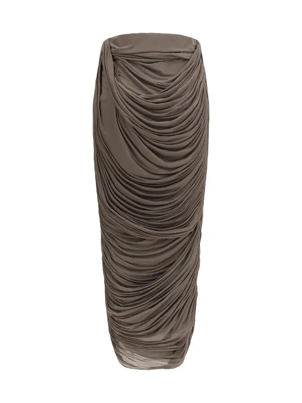 Magda Butrym Draped Silk Midi Skirt - Brown