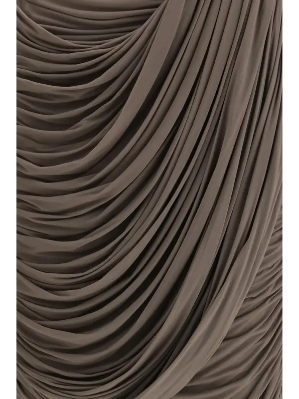 Magda Butrym Draped Silk Midi Skirt - Brown