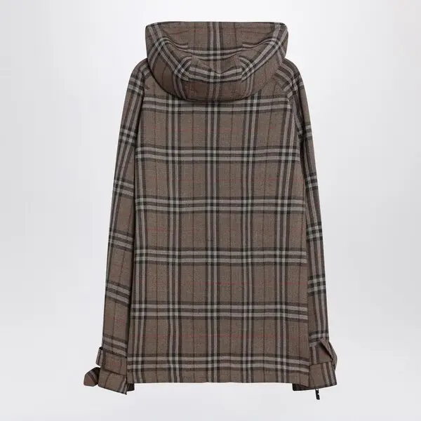 Burberry Half-zip Jacket With Check Pattern In Silk Blend - Brown