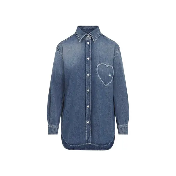 Moschino Heart Denim Shirt - Blue