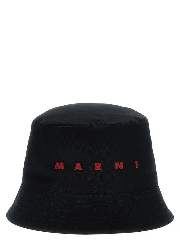 Marni Logo Embroidery Bucket Hat - Black