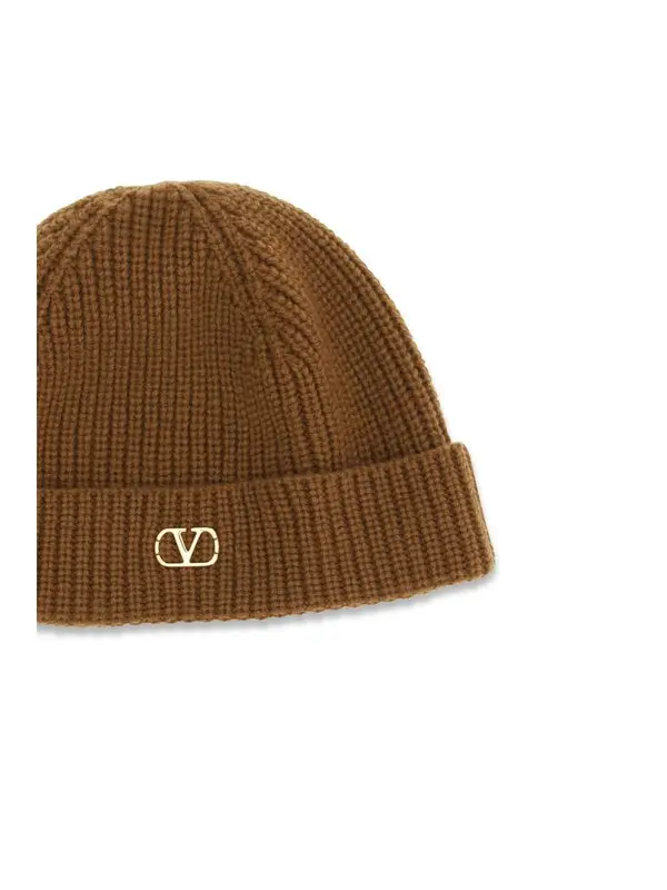 Valentino Garavani Cashmere Vlogo Beanie - Brown
