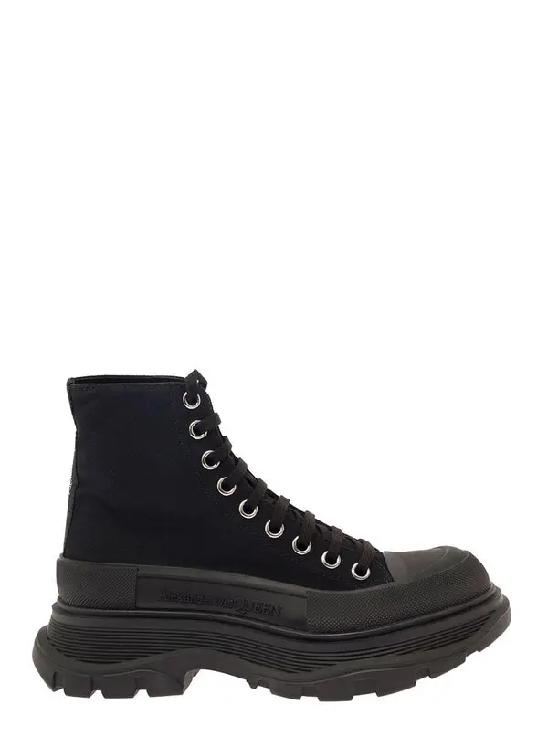Alexander McQueen Tread Slick' High Top Sneakers With Oversized Platform In Cotton - Black