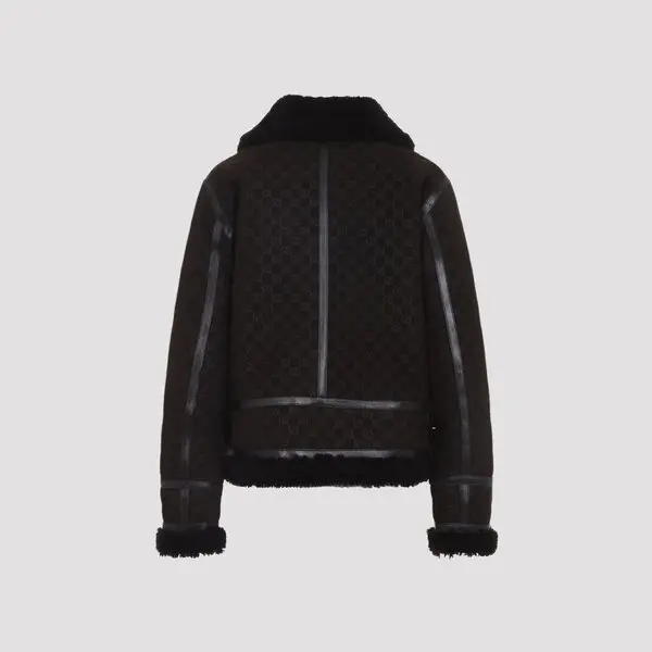 Gucci Guggi Gg Shearling Jacket