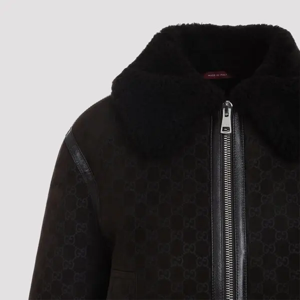 Gucci Guggi Gg Shearling Jacket