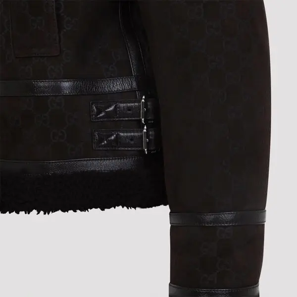 Gucci Guggi Gg Shearling Jacket