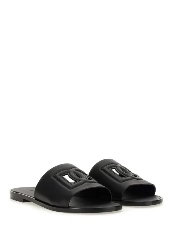 Dolce & Gabbana Sandal With Logo - Black