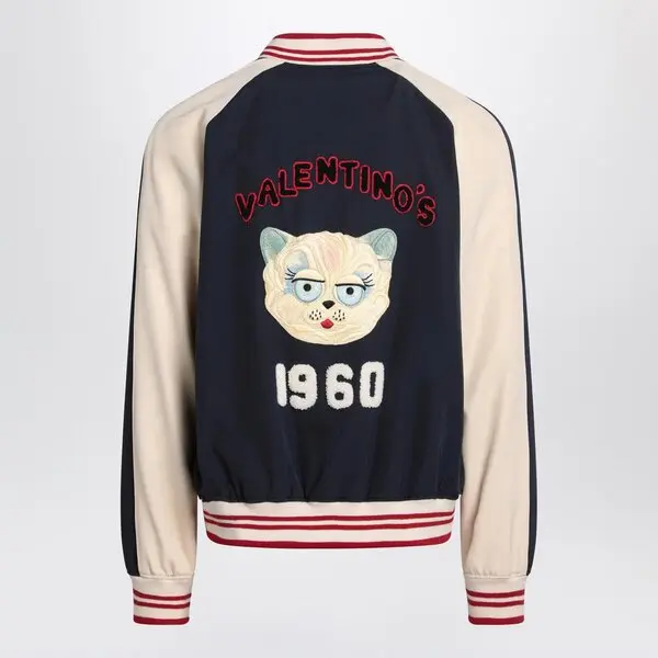 Valentino Garavani Cream Bomber With Mixed Wool Vlogo