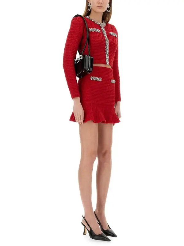 SELF-PORTRAIT Textured Knit Skirt
