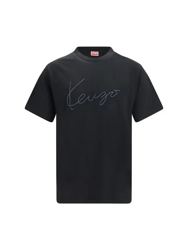 Kenzo Embroidered Signature Cotton T-shirt - Black