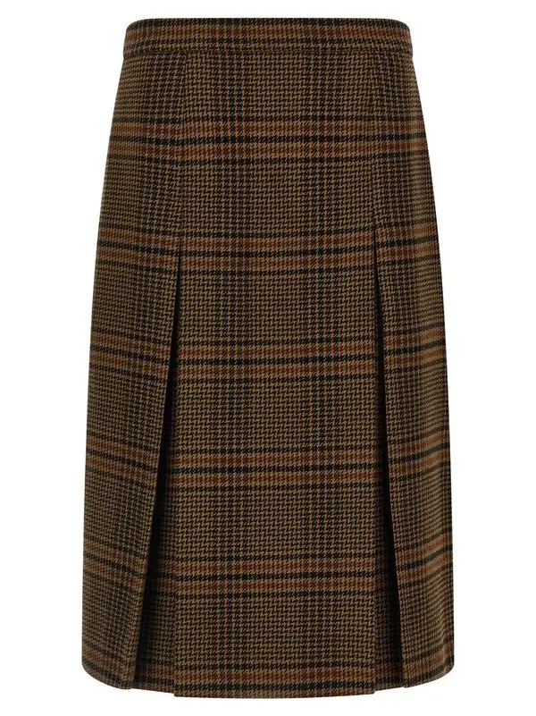 Saint Laurent Prince Of Wales Skirt - Brown