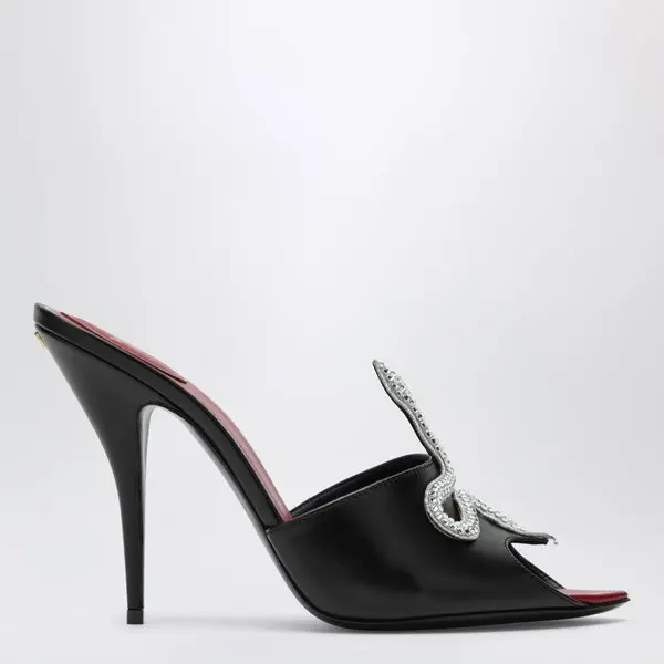 Valentino Garavani Coeur Vipã¨re Slide Sandals In Goatskin - Black