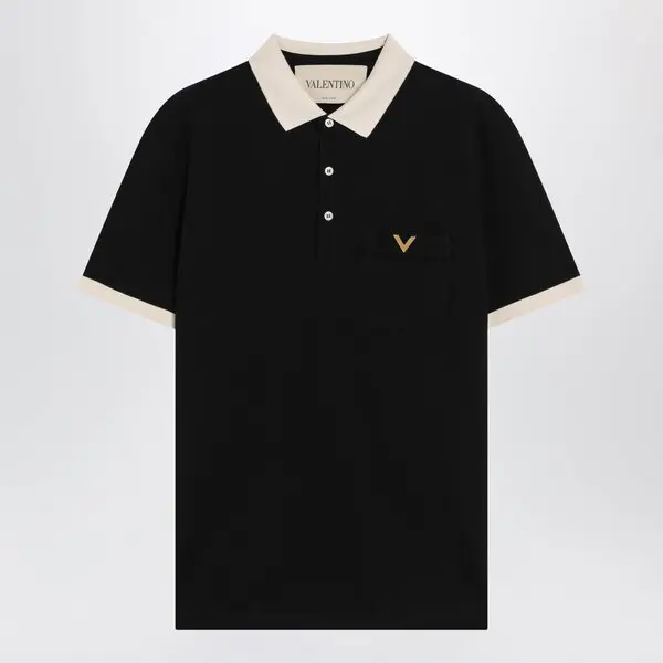Valentino Garavani Cotton Pique Polo Shirt With Vgold