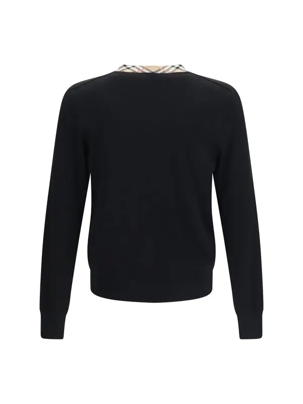 Burberry Check Trim Wool Sweater