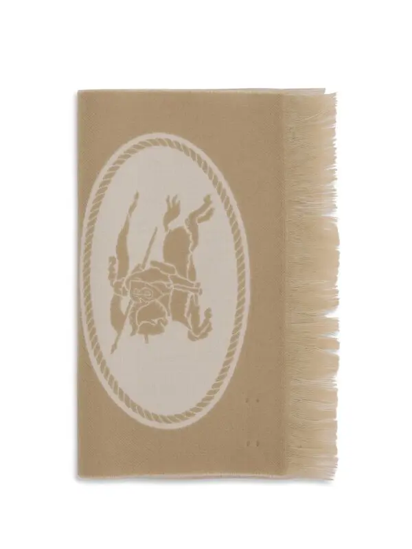 Burberry Logo Wool Scarf - Cream