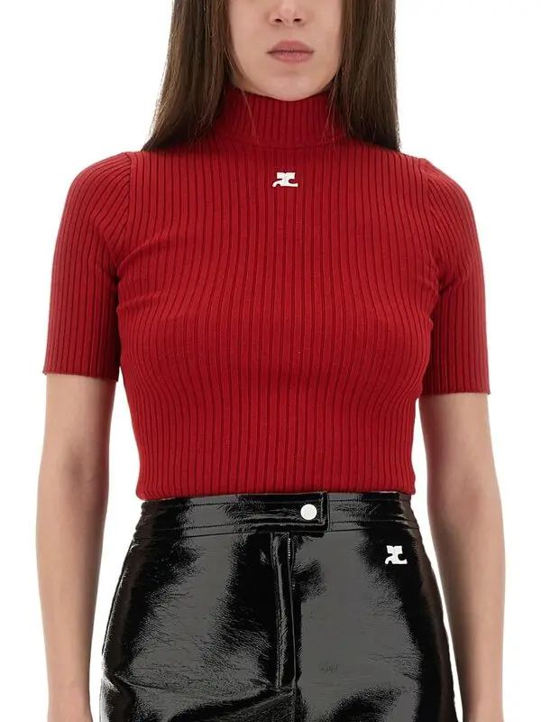 COURREGES Ribbed Knit T-shirt