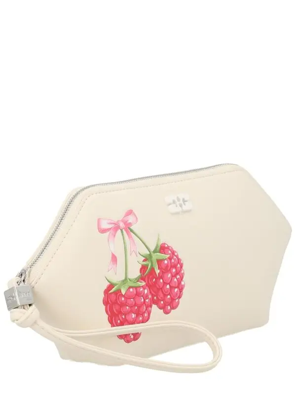 GANNI Raspberry Print Makeup Pouch - Cream