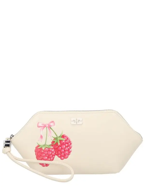 GANNI Raspberry Print Makeup Pouch - Cream